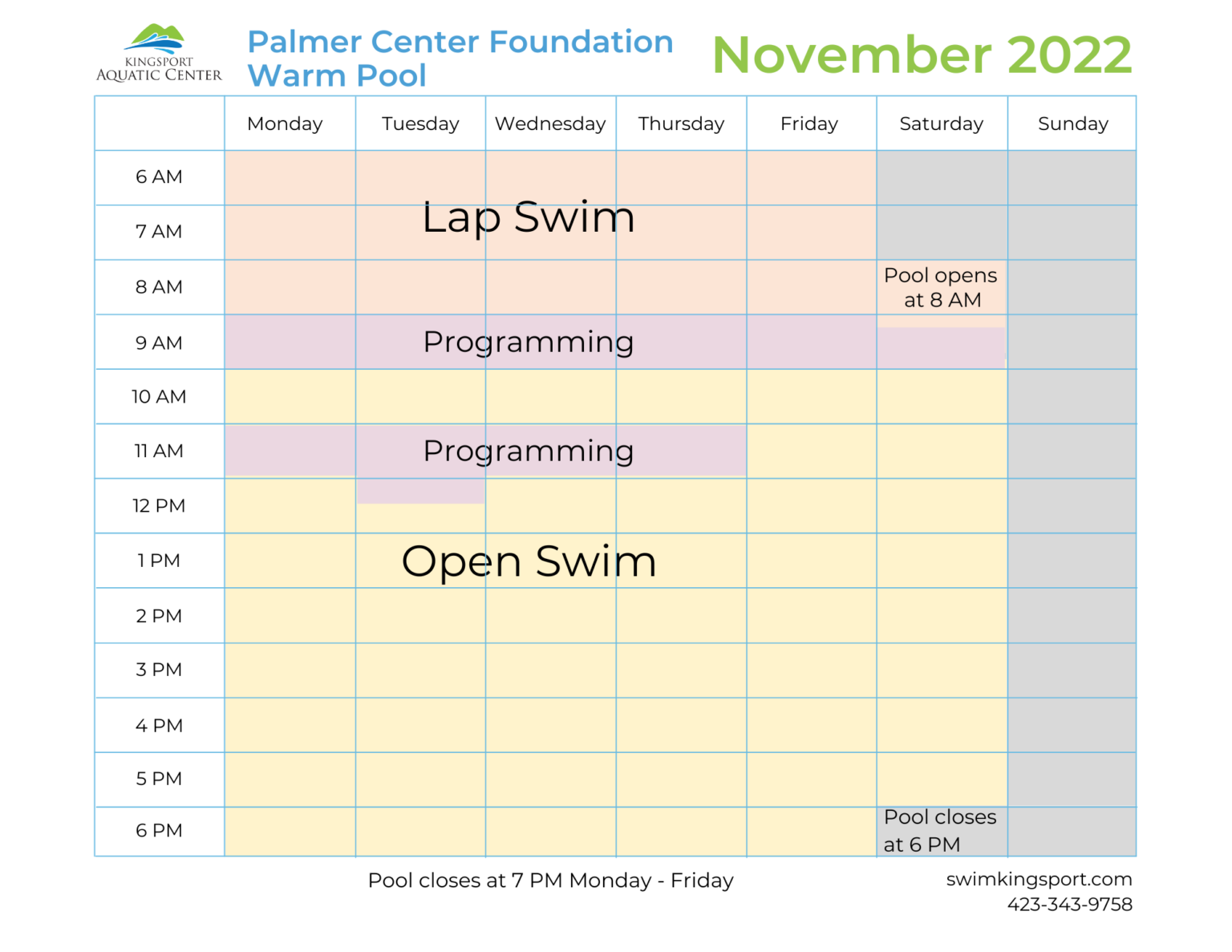 Pool Schedules - Kingsport Aquatic Center
