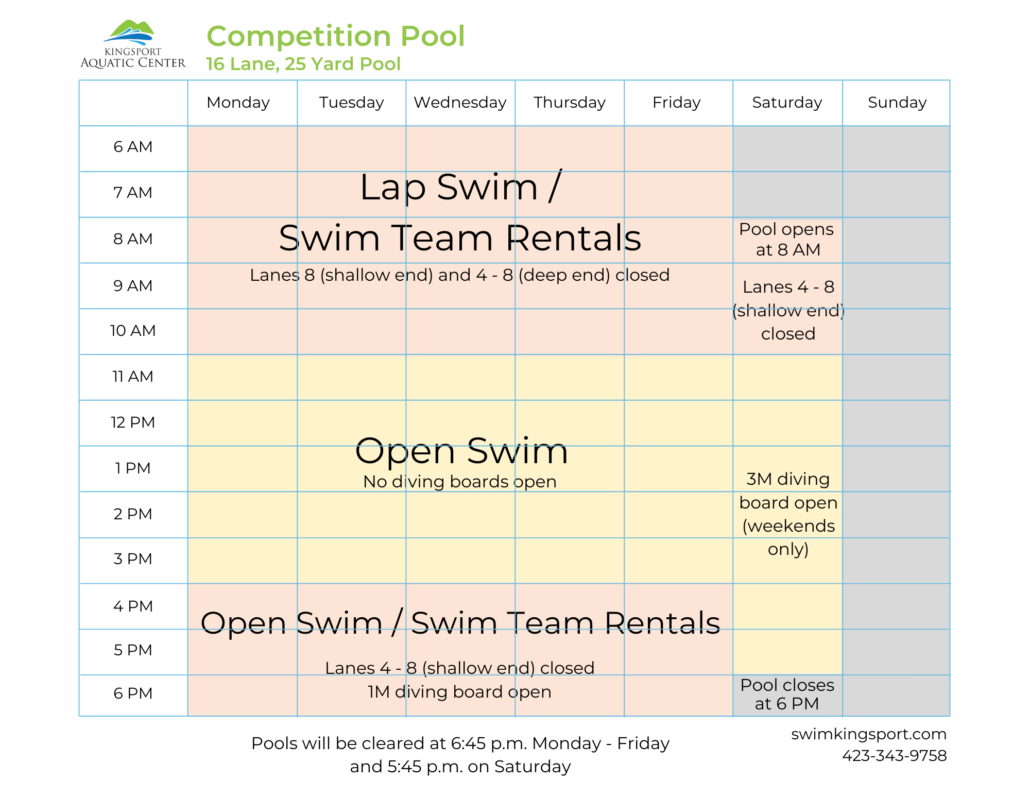 Pool Schedules - Kingsport Aquatic Center