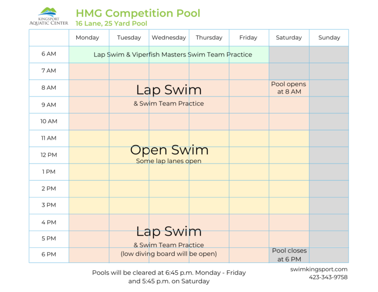 Pool Schedules - Kingsport Aquatic Center