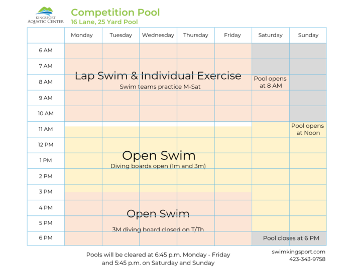 Pool Schedules - Kingsport Aquatic Center