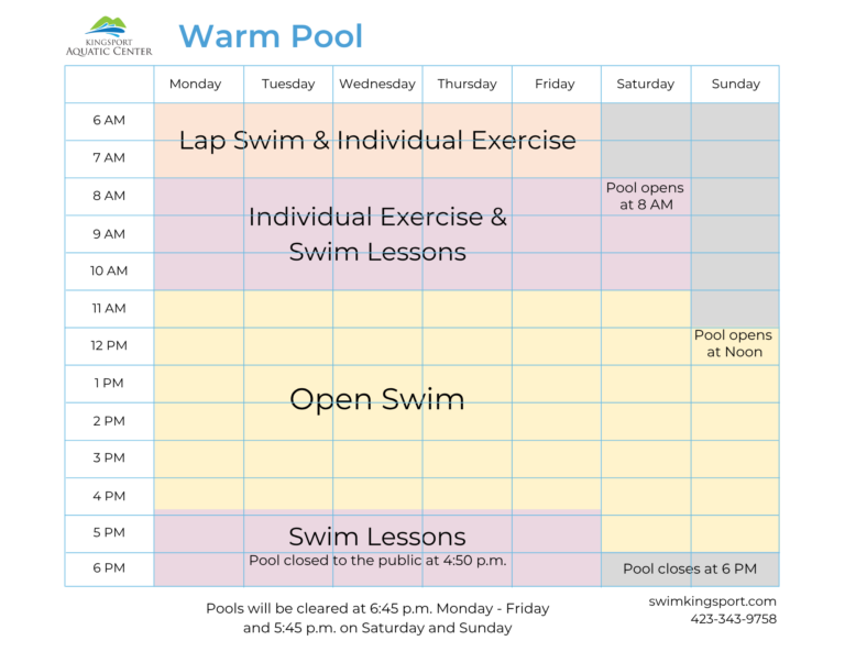 Pool Schedules - Kingsport Aquatic Center